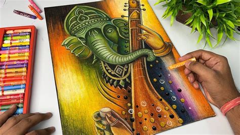 Oil Pastel Drawings Canvas Drawings Art Drawings Ganesha Drawing