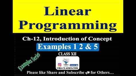 🎯linear programming introduction examples 1 2and5 ch 12 class 12 ncert solution youtube