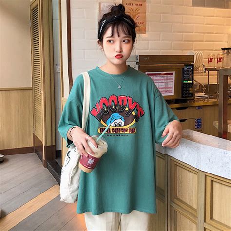 ins短袖t恤女宽松韩版学生原宿bf怪味慵懒风丧系百搭mschf上衣服 虎窝淘