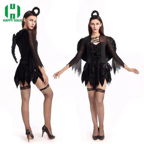Buy Black Dark Devil Fallen Angel Costume Women Sexy Halloween Party Adult