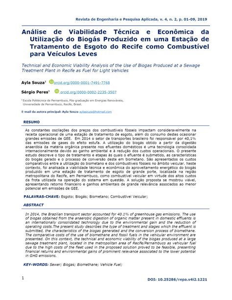 PDF Análise de Viabilidade Técnica e Econômica da Utilização do