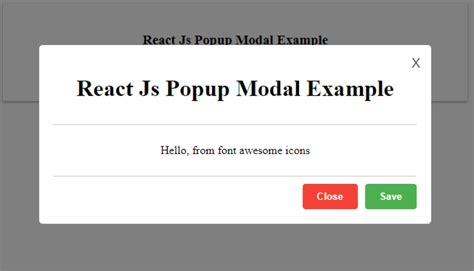 React Js Popup Modal Example