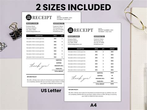 Editable Small Business Receipt Template Canva Pre Made Business