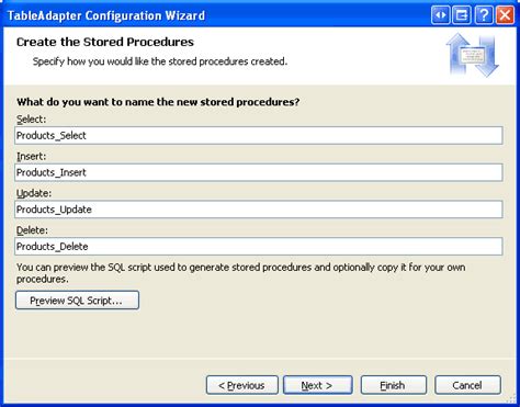 creating new stored procedures for the typed dataset s tableadapters vb microsoft learn