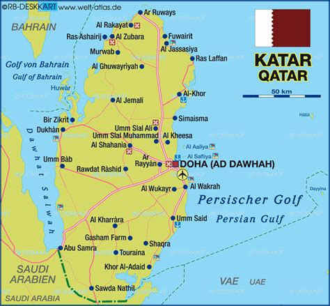 Map Of Qatar The Atlas Doha Bahrain Qatar Map Country World