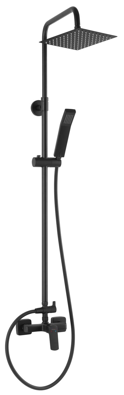 Vitto Black Verdeline Sistem De Dus Cu Baterie Perete Dus Negru Mat