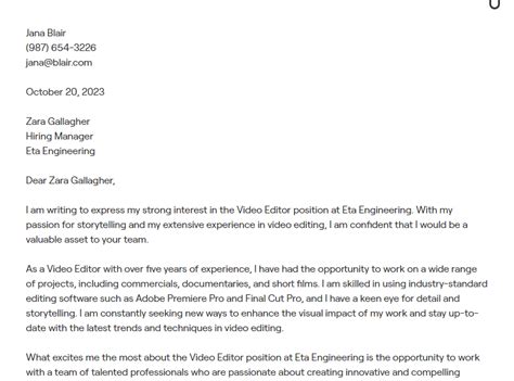 7 Video Editor Cover Letter Examples With In Depth Guidance