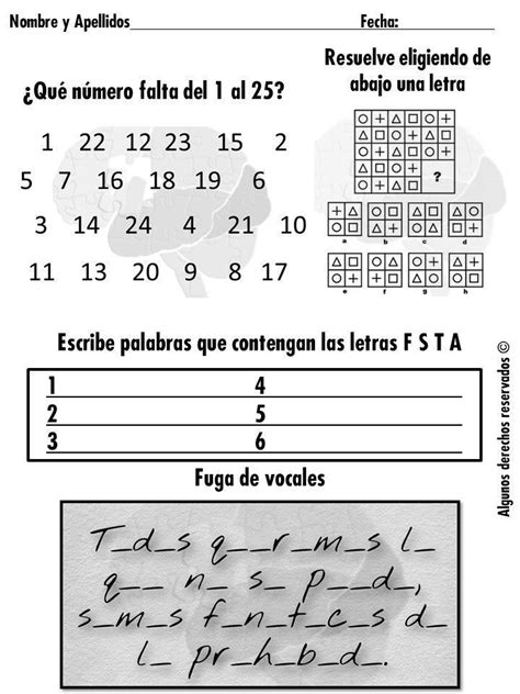 Ficha Estimulación Cognitiva nº 6 Estimulacion cognitiva Ejercicios