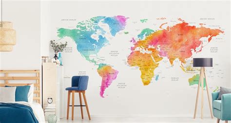 Fototapeta Kolorowa mapa świata Tapetuj pl