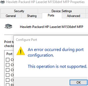 Printer Settings Could Not Be Saved Operation Not Supported Windows