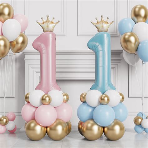 Kit Balões De 30 Polegadas Coroa Número 1 De 1 Aniversário Decoração De