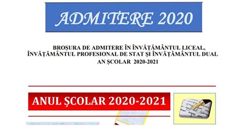 Admiterea la liceu a apărut BROȘURA cu numărul de locuri din
