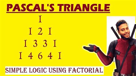pascal triangle in c using for loop youtube