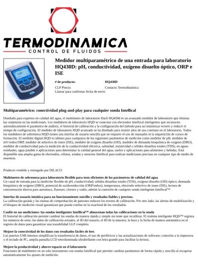 Medidor multiparamétrico de una entrada para laboratorio HQ430D ph