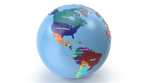 Globo terráqueo con nombre geopolítico Modelo 3D 199 3ds fbx max