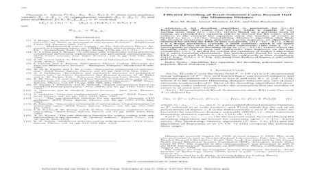 efficient decoding of reed solomon codes beyond half the …zhcheng efficient pdf · 2009 5 25