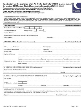 Fillable Online AIR TRAFFIC CONTROLLER LICENCE Fax Email Print PdfFiller