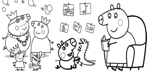 Desenho da Peppa Pig para colorir e imprimir George e família