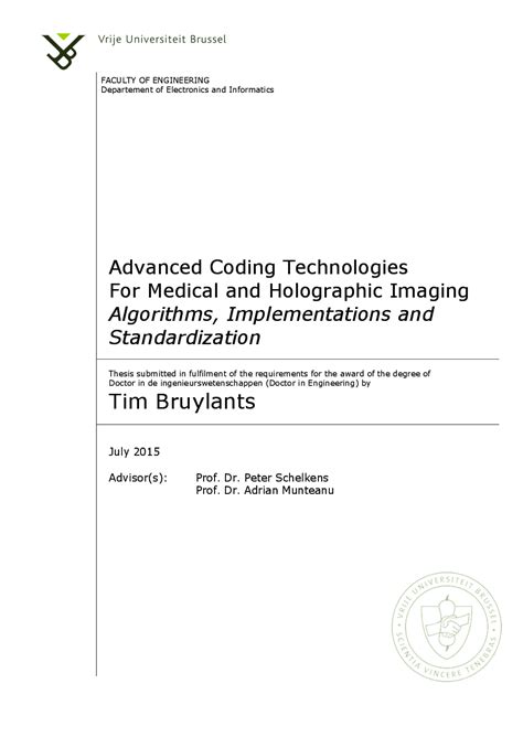 advanced coding technologies for medical and holographic imaging algorithms implementations