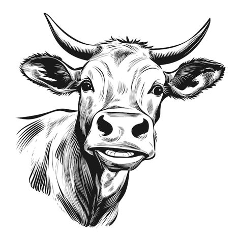 Premium Vector Cow Smiling Hand Drawn Vector Illustration