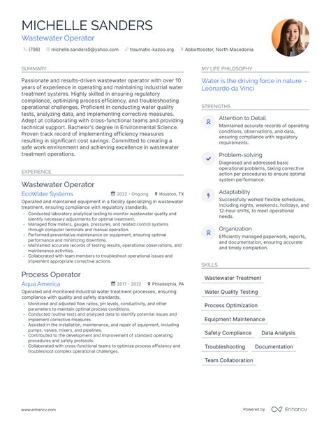 Successful Wastewater Operator Resume Examples And Writing Tips For