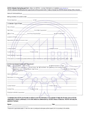 Fillable Online AECENL Website Posting Request Form Draft 28th