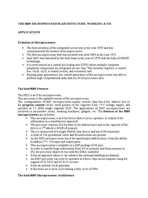 the 8085 microprocessor architecture pdf microprocessor central processing unit