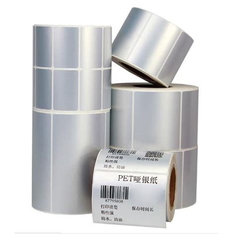 Matte Silver PET Label Sticker Waterproof Tear Resistant Barcode Label