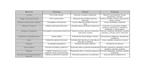 Biomas Cuadro Comparativo Flora Fauna Clima Region Download Pdf Pdf Document