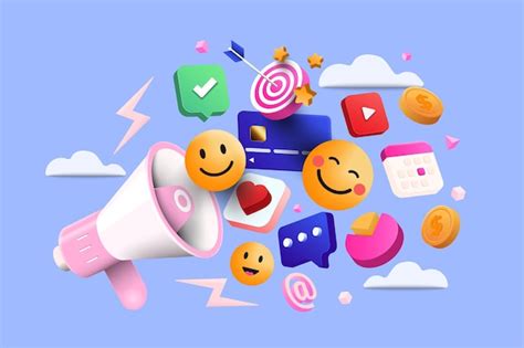 Premium Vector Digital Marketing D Render Illustration Social Media