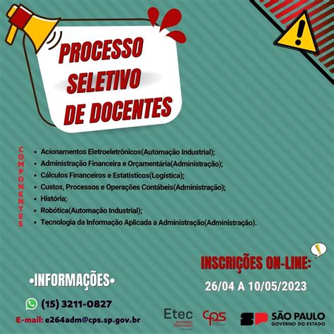 Processo Seletivo De Docentes Etec Armando Pannunzio
