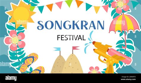 Happy Songkran Festival Thailand Beautiful Design Background Vector
