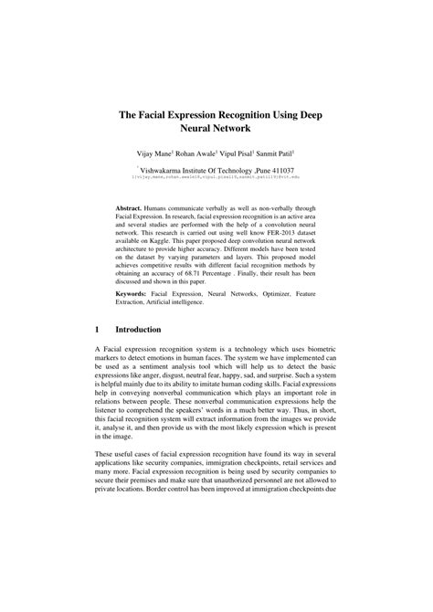 pdf the facial expression recognition using deep neural network