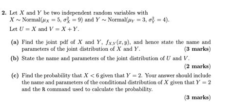 solved let x and y be two independent random variables with