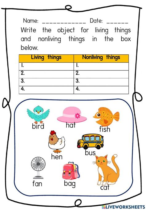 Living Things And Nonliving Things Interactive Worksheet Preschool