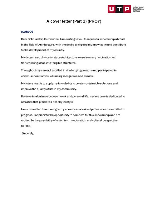 WEEK 09 TAREA DE LA SEMANA ESPERO TE AYUDE A Cover Letter Part 2