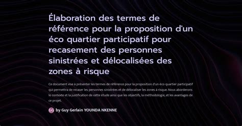 Laboration Des Termes De R F Rence Pour La Proposition D Un Co