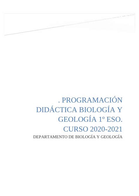 PDF PROGRAMACIÓN DIDÁCTICA BIOLOGÍA Y GEOLOGÍA 1º ESO DOKUMEN TIPS