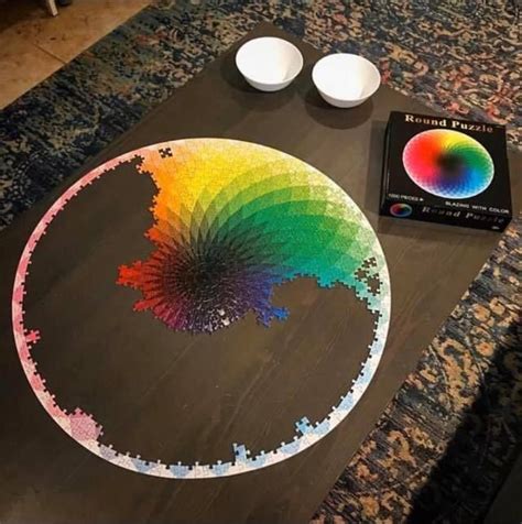 Moruska Round Rainbow Puzzle Wooden 1000 Piece Jigsaw Puzzle Toy For