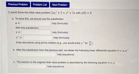 solved point solve the initial value problem 2yy′ 3 y2 3x