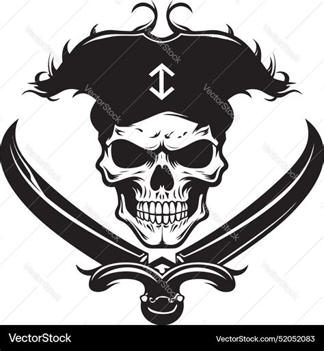 Pirate Captains Insignia Deadly Dagger Skull Vector Image