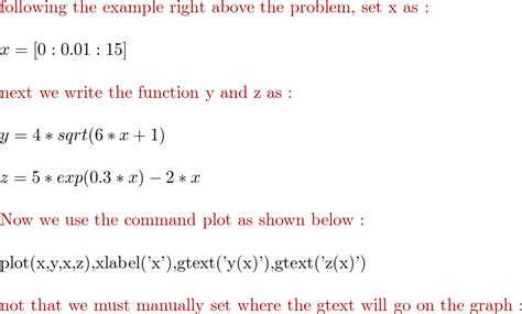use matlab to plot the functions y 4 sqrt { 6 x 1 } a quizlet