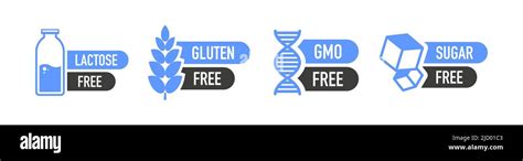 Icono plano con gluten de lactosa sin azúcar ogm Los signos orgánicos