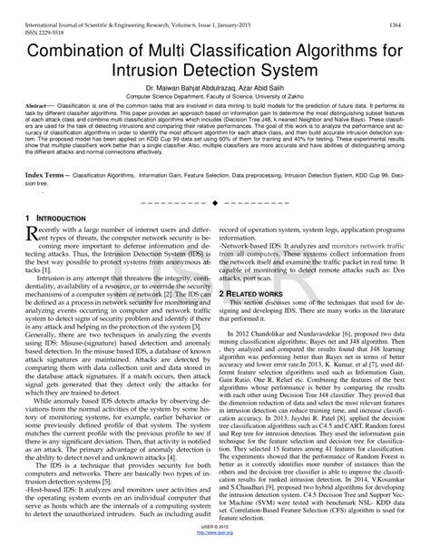 pdf combination of multi classification algorithms for intrusion detection system
