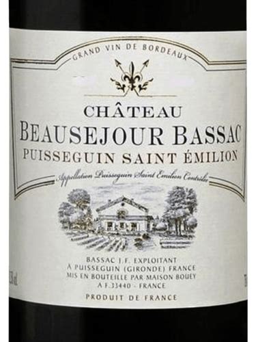 2014 Maison Bouey Château Beausejour Bassac Puisseguin Saint Émilion