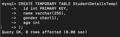 mysql temporary table geeksforgeeks