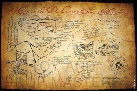 Back To The Future 3 Doc Brown BTTF DeLorean Map Prop To Marty Mcfly