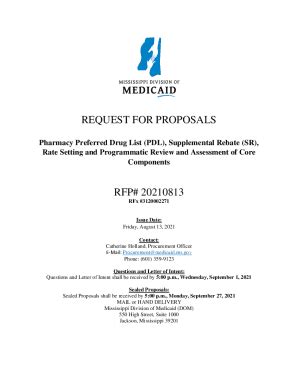 Fillable Online Medicaid Ms REQUEST FOR PROPOSALS Medicaid Ms Gov Fax