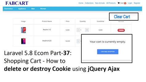 Laravel Ecommerce Part Shopping Cart How To Delete Or Destroy