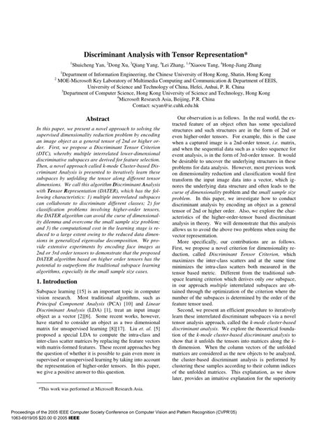 pdf discriminant analysis with tensor representation